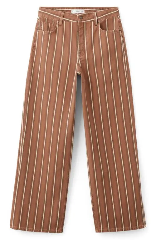 Mango Striped Straight Leg Jeans - Medium Brown