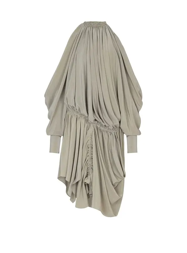 Balmain Draped Silk Crepe Dress