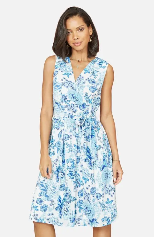 YUMI Floral Wrap Skater Midi Dress