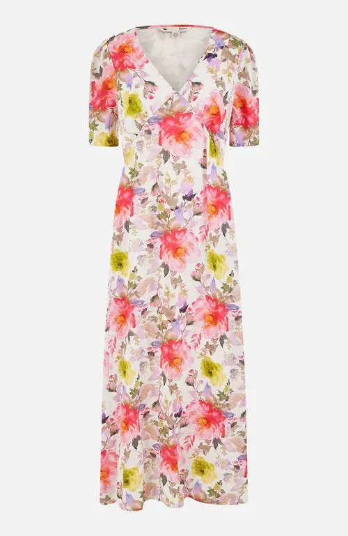 YUMI Floral Print Midi Dress
