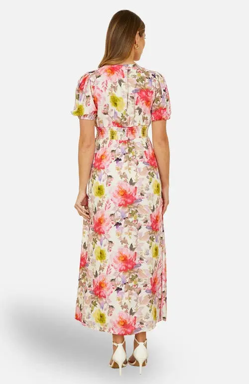 YUMI Floral Print Midi Dress