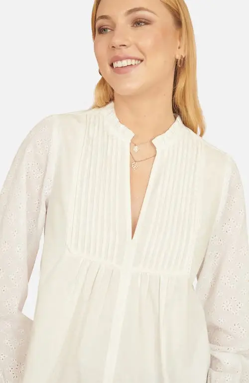 YUMI Pleated Bib Cotton Shirt