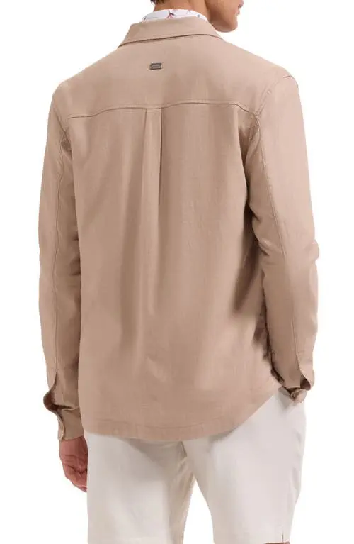 Bugatchi Aerolinen Linen Blend Shirt Jacket - Desert