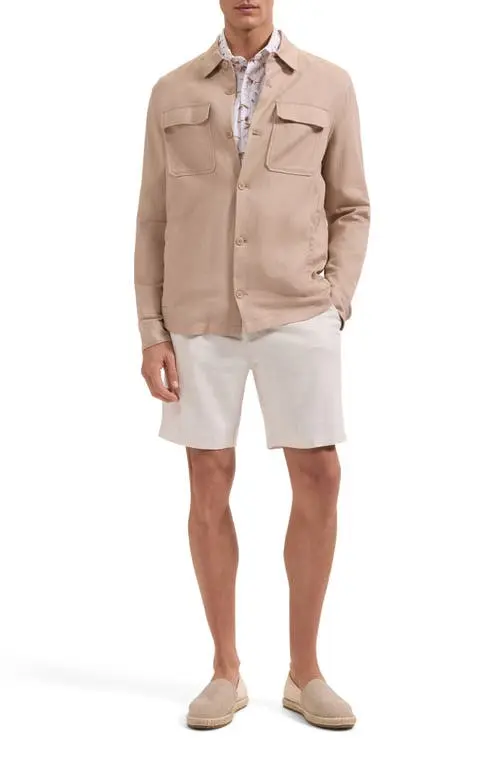 Bugatchi Aerolinen Linen Blend Shirt Jacket - Desert