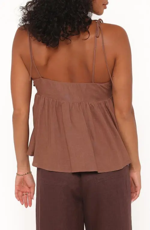PETAL & PUP Zephyra Tie Strap Babydoll Camisole - Brown