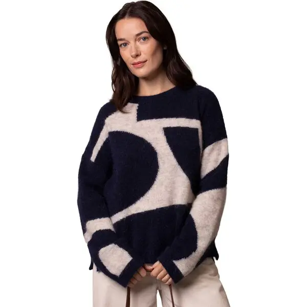 CELTIC & CO. Abstract Geo Sweater - Navy/oatmeal