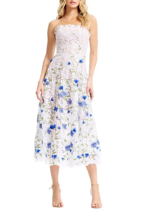 Dress The Population Kailyn Strapless Floral Embroidered Lace Cocktail Dress