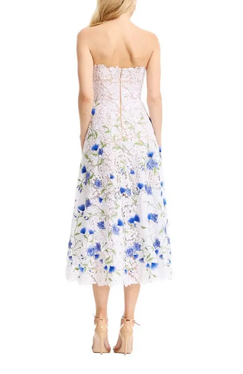 Dress The Population Kailyn Strapless Floral Embroidered Lace Cocktail Dress