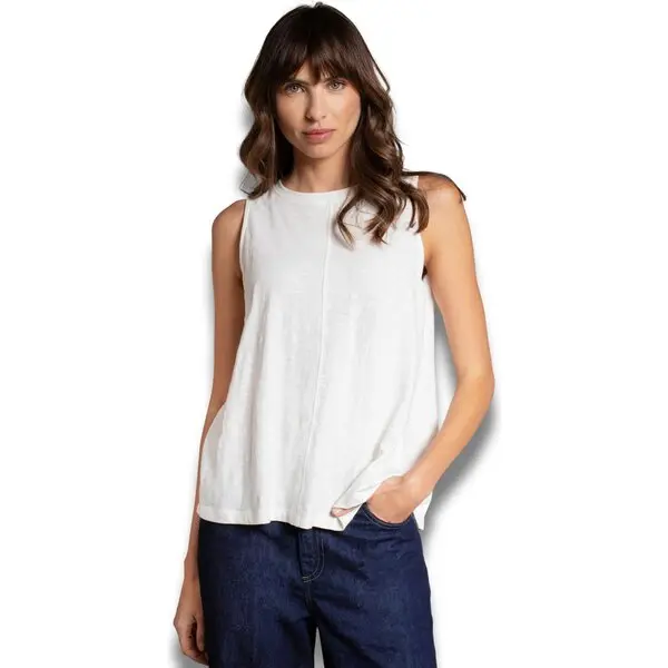 CELTIC & CO. Crew Neck Pleat Back Tank Top - Chalk