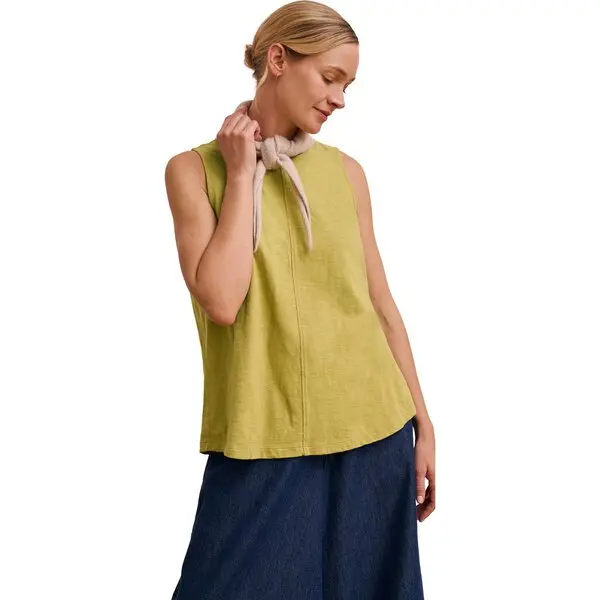 CELTIC & CO. Crew Neck Pleat Back Tank Top - Willow