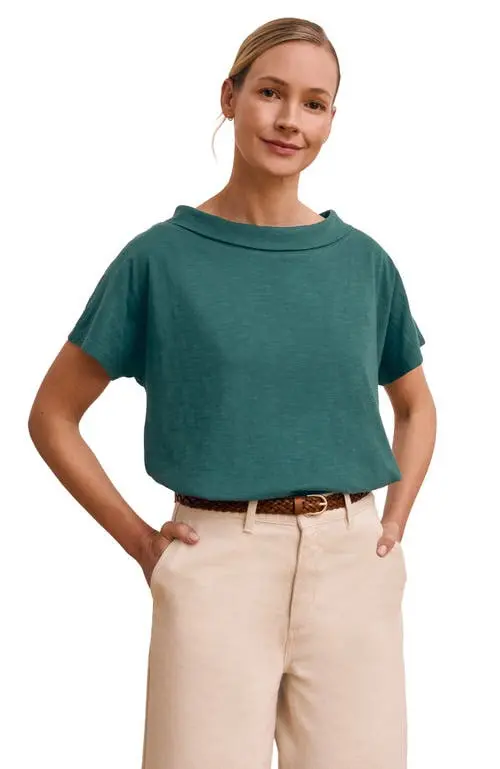 CELTIC & CO. Sculpted Boat Neck Relaxed T-shirt - Teal