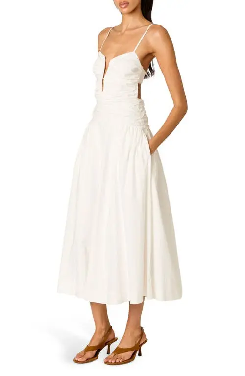 NIA Sawtelle Sleeveless Cotton Midi Dress - White