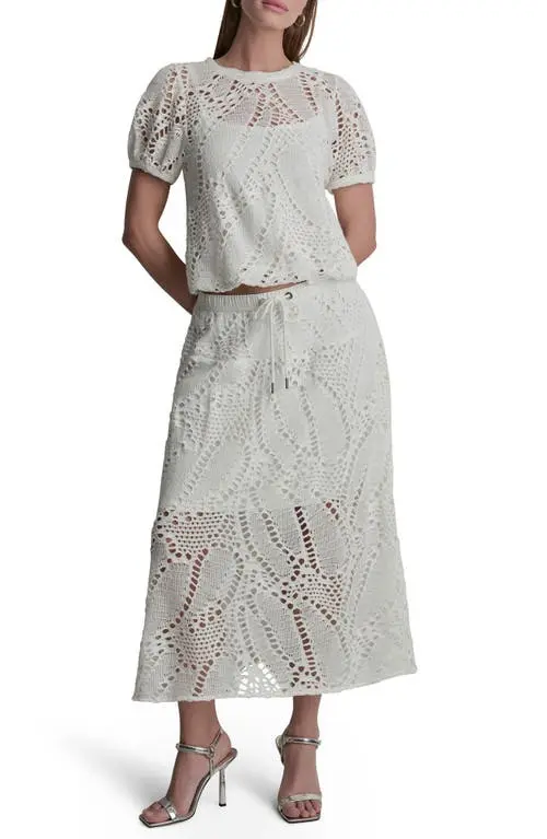 Dkny Crochet Leaf A-line Midi Skirt