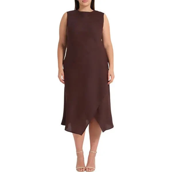 ESTELLE Linen Blend Midi Dress