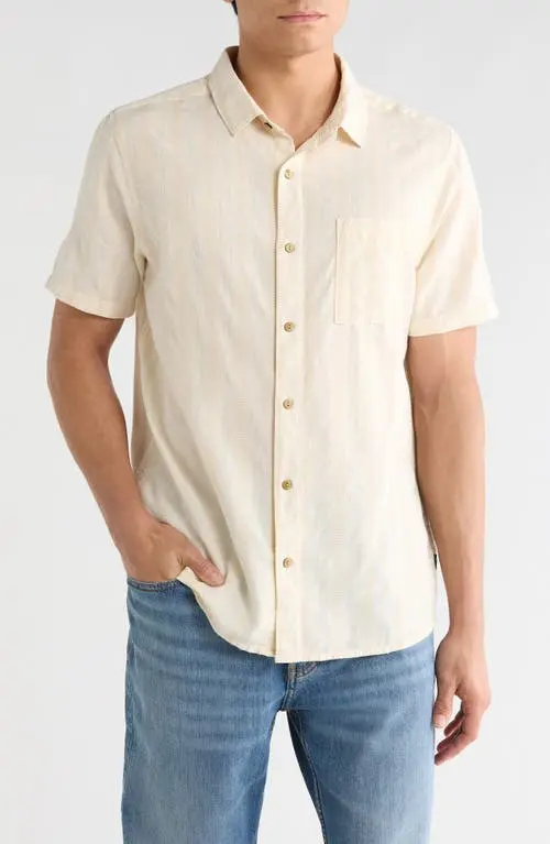 ROARK Crosswinds Short Sleeve Cotton Blend Dobby Button-up Shirt - Unbleached