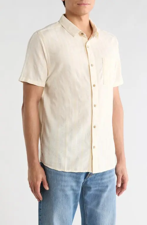 ROARK Crosswinds Short Sleeve Cotton Blend Dobby Button-up Shirt - Unbleached