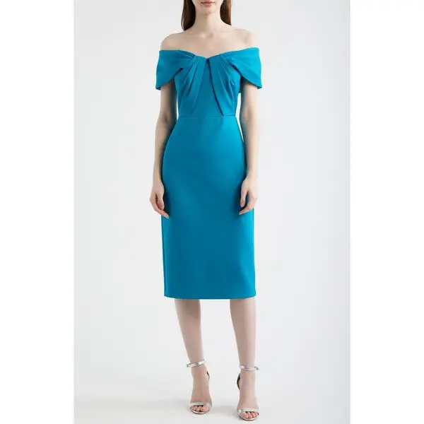 Eliza J Pleated Off-the-shoulder Cocktail Dress