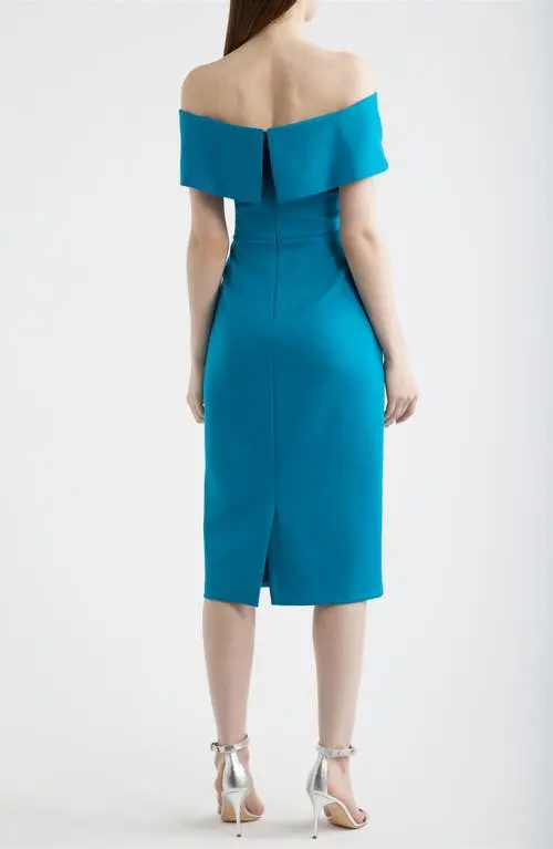 Eliza J Pleated Off-the-shoulder Cocktail Dress
