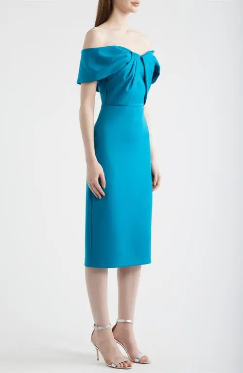 Eliza J Pleated Off-the-shoulder Cocktail Dress