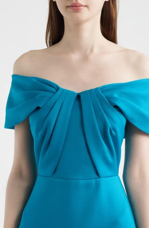Eliza J Pleated Off-the-shoulder Cocktail Dress