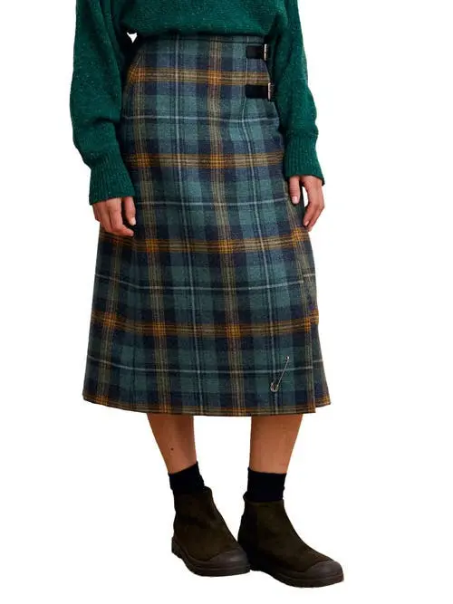 CELTIC & CO. British Midi Celt Kilt - Teal/ochre Tartan