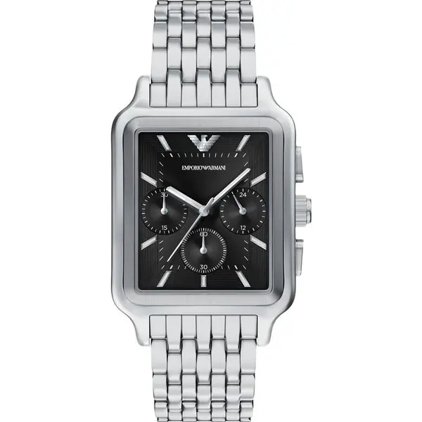 Emporio Armani Tank Chronograph Bracelet Watch - Silver