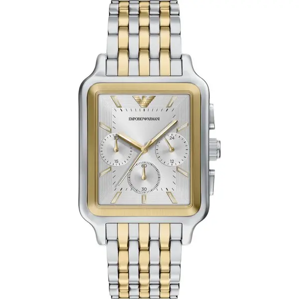 Emporio Armani Tank Chronograph Bracelet Watch - Silver