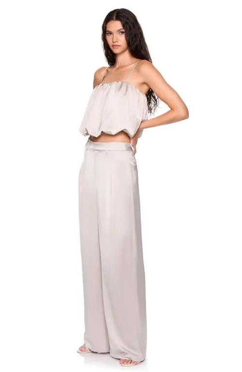 Susana Monaco Pleated Satin Pants - Sandstone