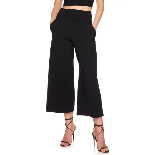 Susana Monaco Crop Wide Leg Pants - Black