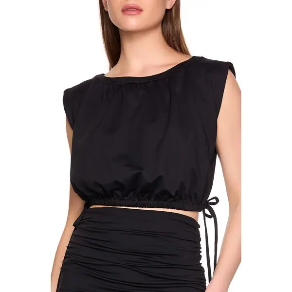 Susana Monaco Drawstring Waist Cropped Top - Black