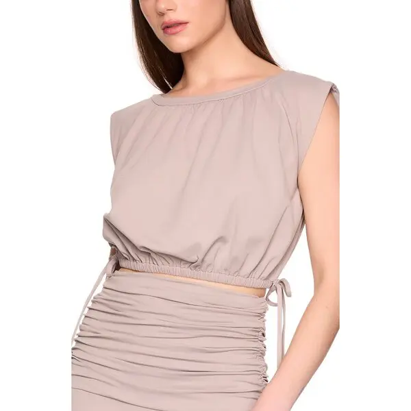 Susana Monaco Drawstring Waist Cropped Top - Sandstone