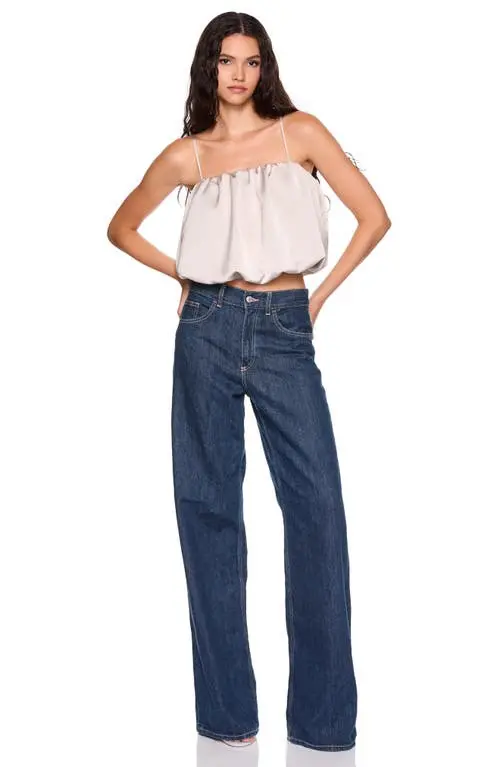 Susana Monaco Bubble Crop Satin Camisole - Sandstone