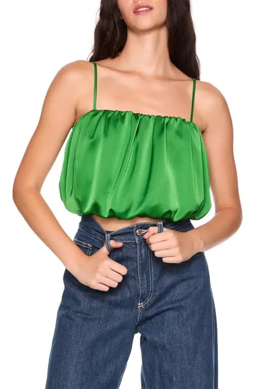 Susana Monaco Bubble Crop Satin Camisole - Shamrock