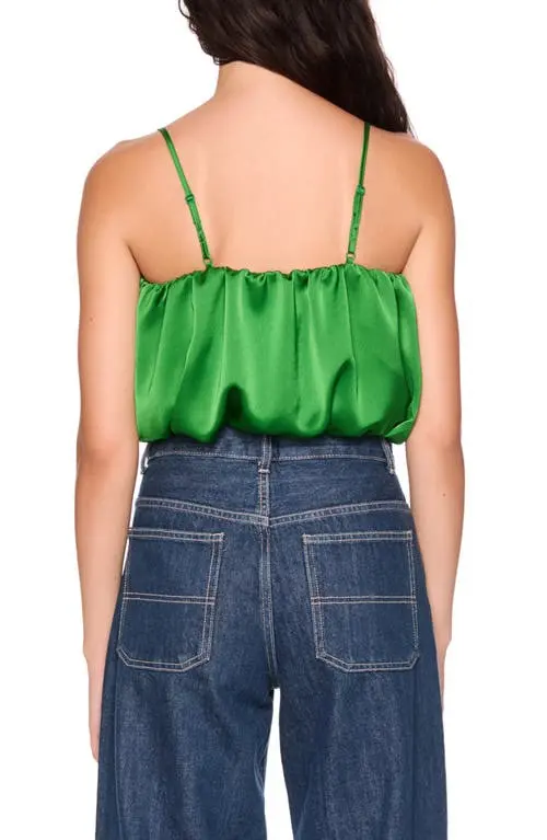 Susana Monaco Bubble Crop Satin Camisole - Shamrock
