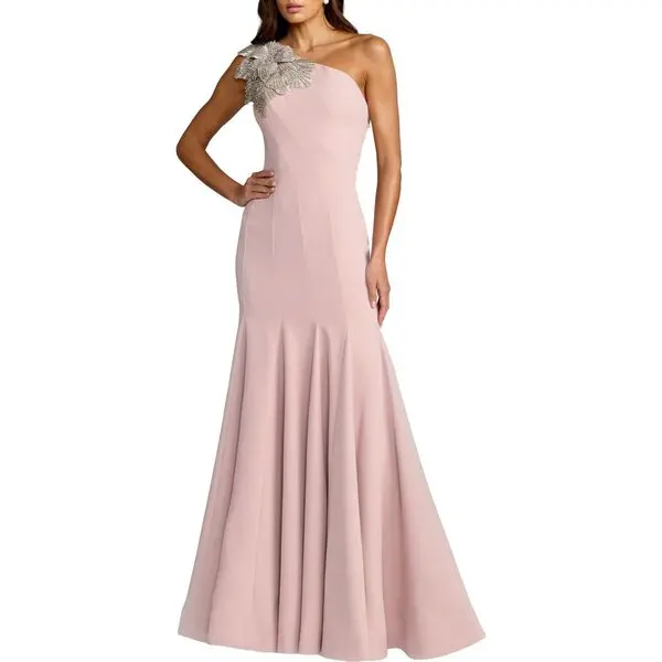 Mac Duggal Petite Crepe One-shoulder Gown - Rose