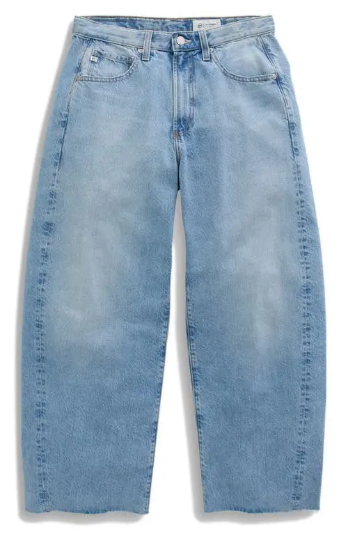 Ag Hattie Raw Hem High Waist Crop Barrel Jeans - Gesture
