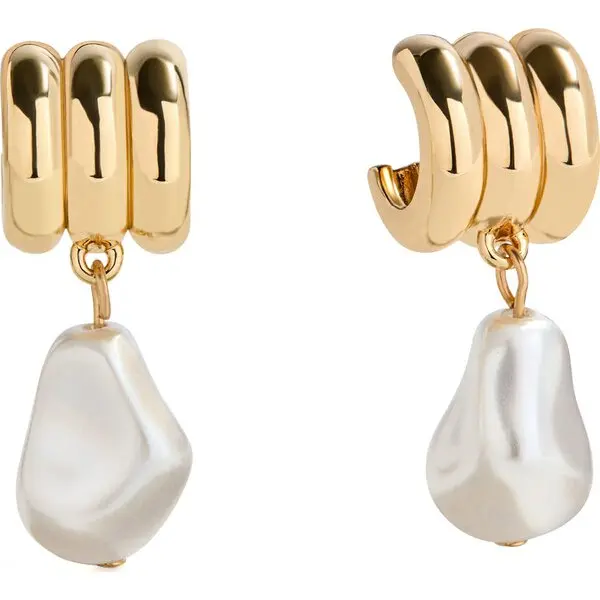 Baublebar Teagan Ribbed Drop Earrings - Pearl