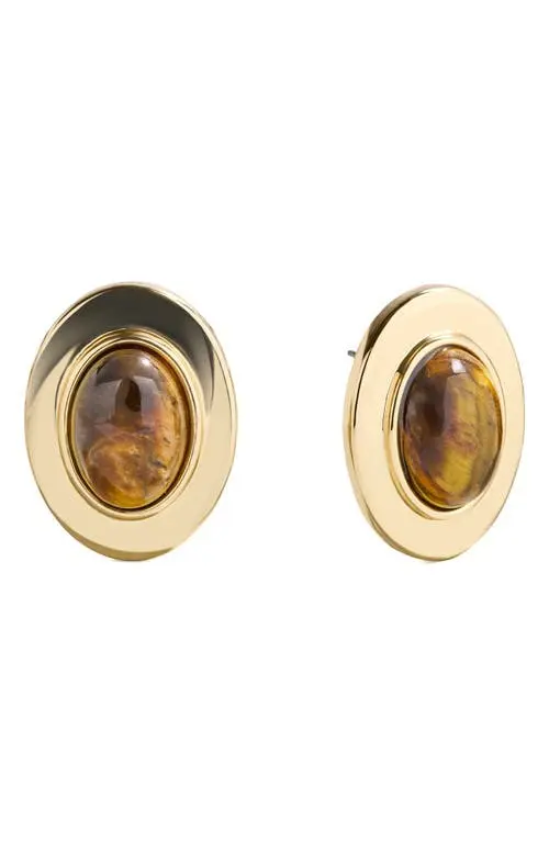 Baublebar Samira Tiger's Eye Stud Earrings - Gold/brown