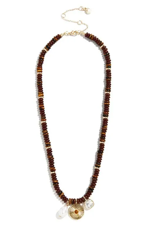Baublebar Malia Tiger's Eye Charm Necklace - Brown