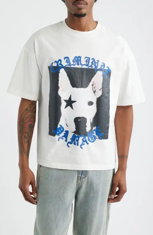 CRIMINAL DAMAGE Star Dog Cotton Graphic T-shirt - Off-white