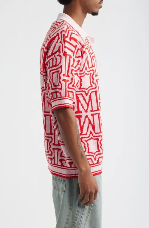 CRIMINAL DAMAGE Logo Jacquard Polo Sweater