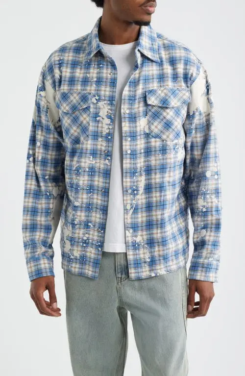 CRIMINAL DAMAGE Bleached Plaid Snap-up Shirt