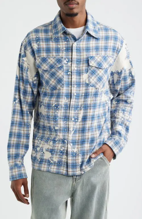 CRIMINAL DAMAGE Bleached Plaid Snap-up Shirt