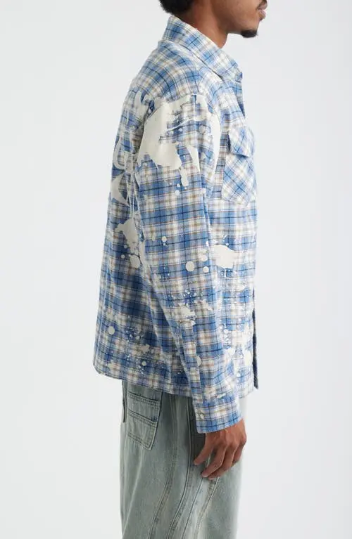 CRIMINAL DAMAGE Bleached Plaid Snap-up Shirt