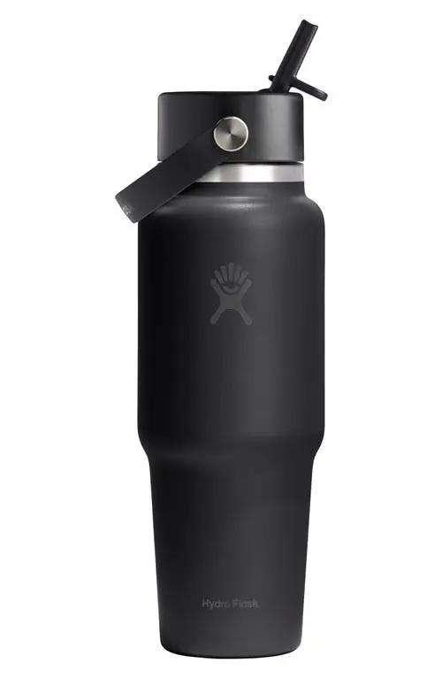 HYDRO FLASK 32-ounce Wide Mouth Travel Bottle With Flex Straw Cap - Black