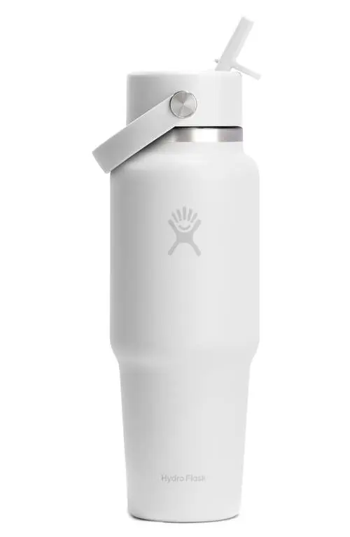 HYDRO FLASK 32-ounce Wide Mouth Travel Bottle With Flex Straw Cap - White