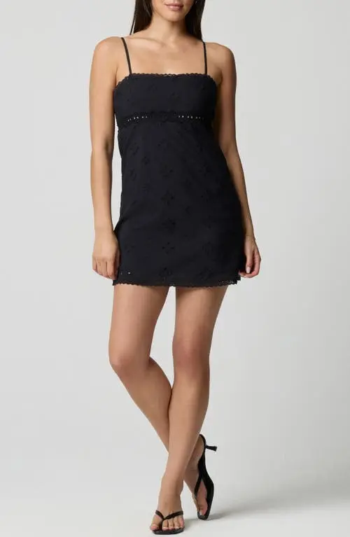 FLORENCE BY MILLS Square Neck Eyelet Minidress - Black