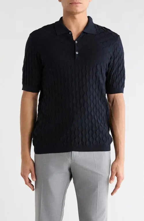 JACK VICTOR Dylan Cotton & Silk Jacquard Polo Sweater