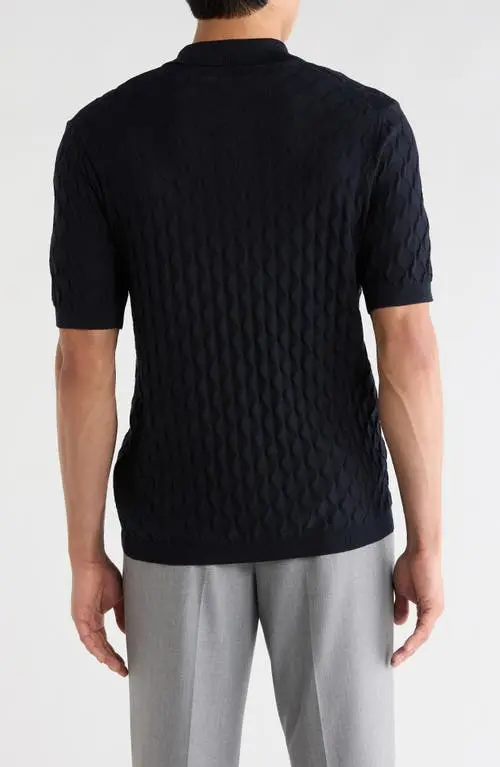 JACK VICTOR Dylan Cotton & Silk Jacquard Polo Sweater