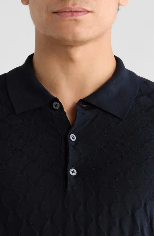 JACK VICTOR Dylan Cotton & Silk Jacquard Polo Sweater